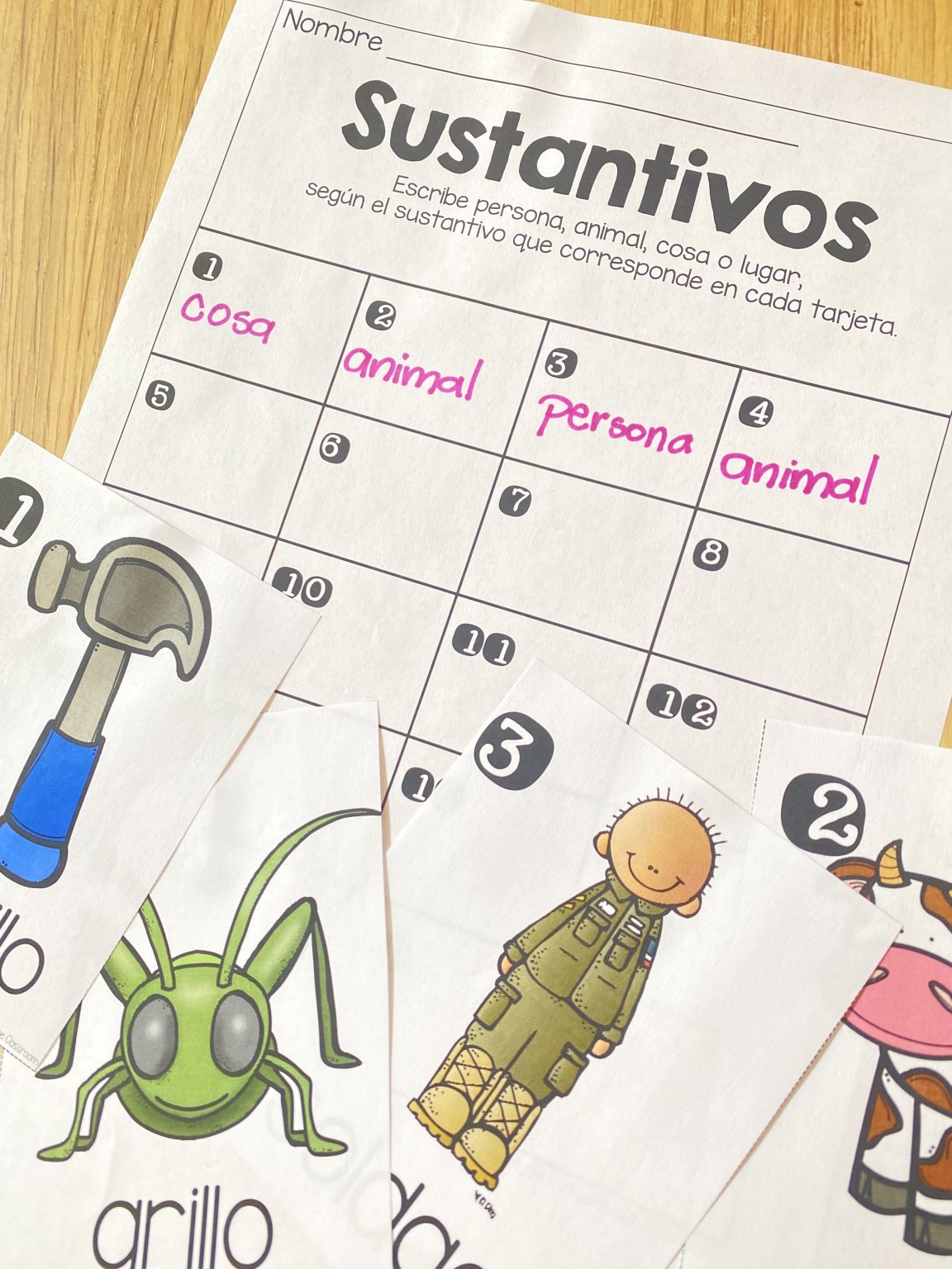 Actividades de sustantivos para niños - Jorja's Dual Language Classroom