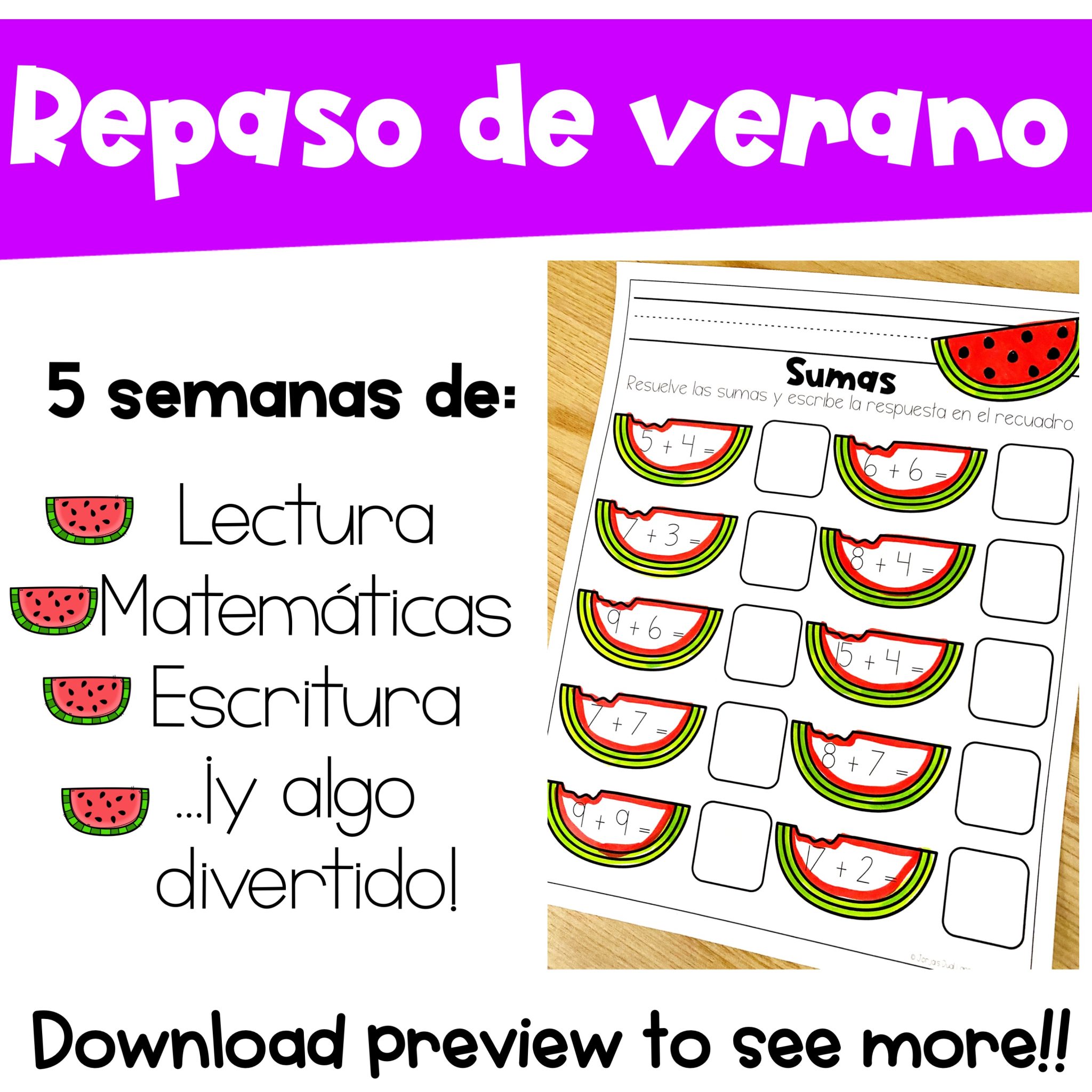 Repaso de kinder verano Kinder Summer Review in Spanish - Jorja's Dual ...