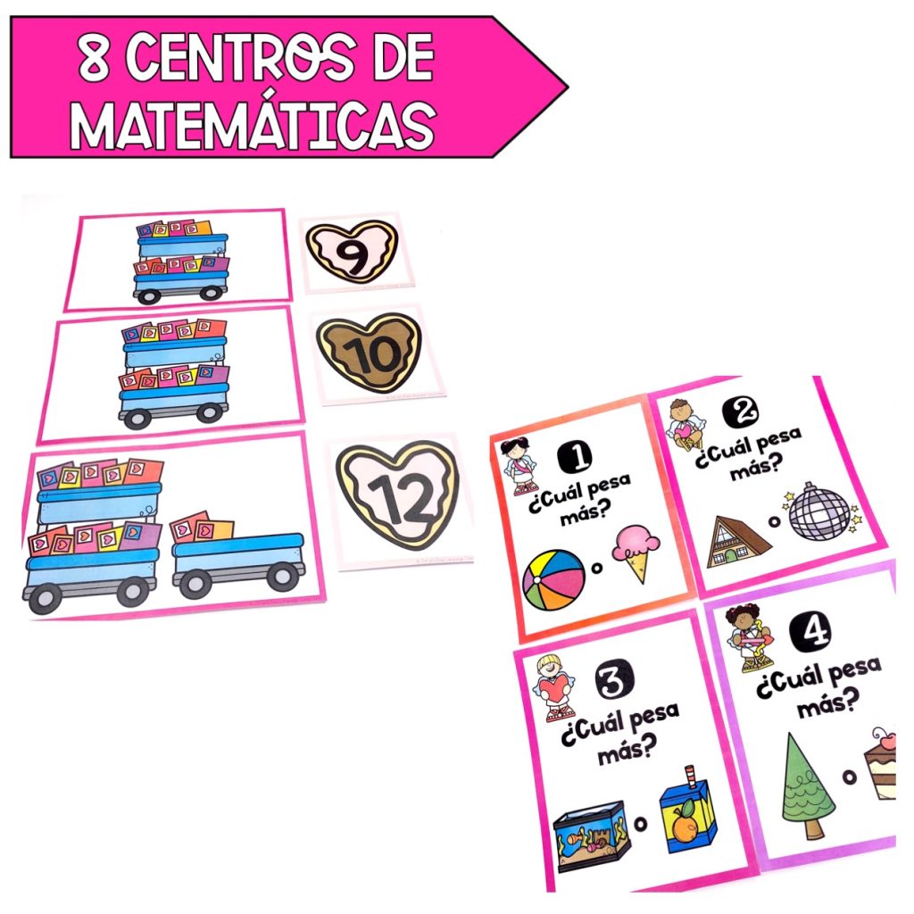 Centros de matemáticas kinder FEBRERO Math Centers in Spanish - Jorja's ...