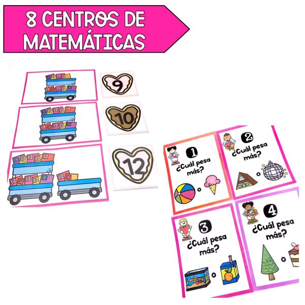 Centros de matemáticas kinder FEBRERO Math Centers in Spanish - Jorja's ...