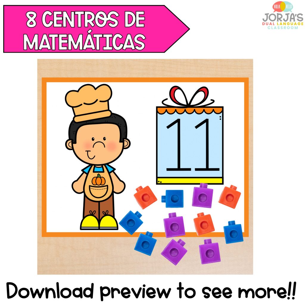 Centros de matemáticas kinder NOVIEMBRE Math Centers in Spanish - Jorja ...