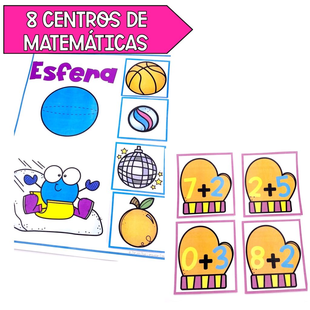 Centros de matemáticas kinder ENERO Math Centers in Spanish - Jorja's ...