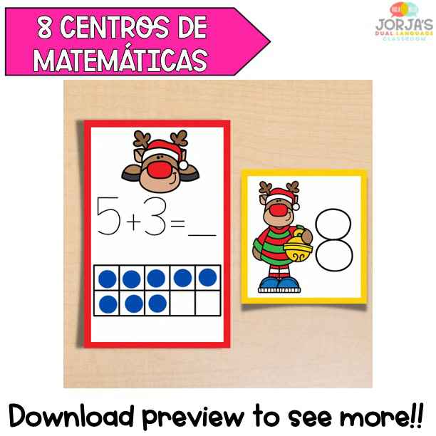 Centros de matemáticas kinder DICIEMBRE Math Centers in Spanish - Jorja ...
