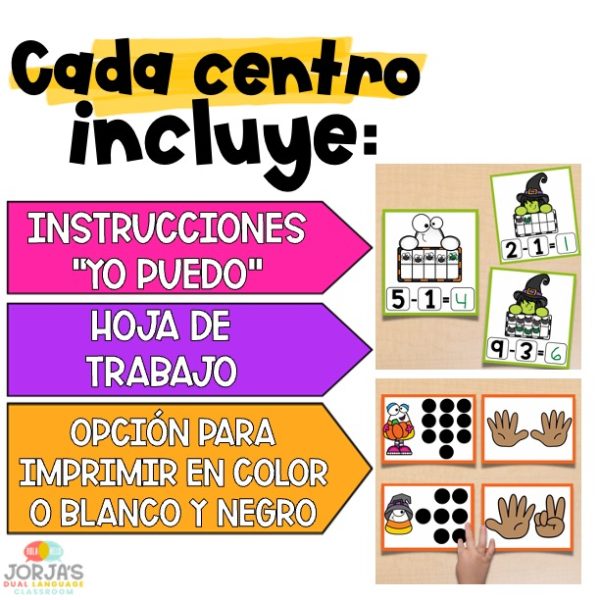 Centros de matemáticas kinder octubre Math Centers in Spanish - Jorja's ...