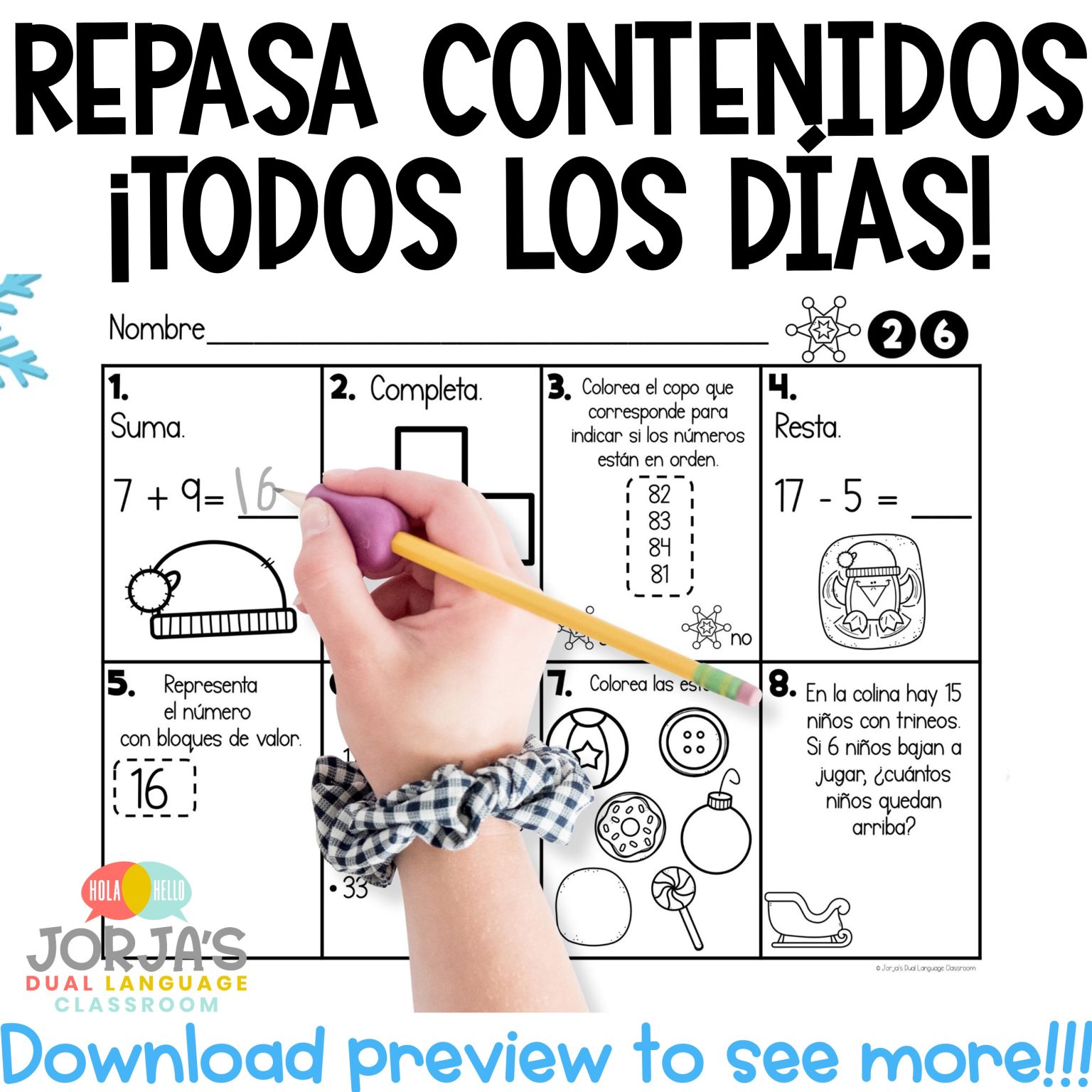 Repaso diario Primer grado en español Matemáticas - Spiral Review First ...