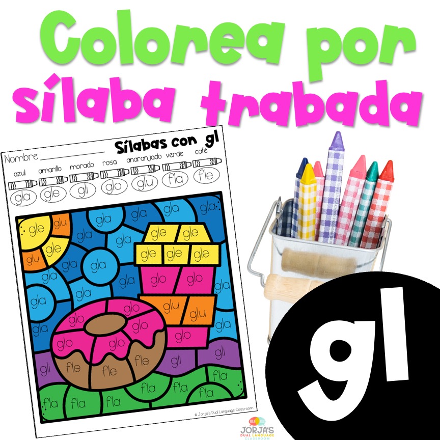 Sílabas trabadas GL Colorea por sílaba gla gle gli glo glu Actividades ...