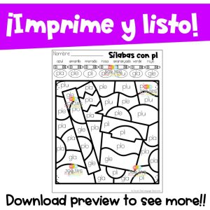 Sílabas trabadas PL pla, ple, pli, plo, plu Colorea por sílaba trabada ...