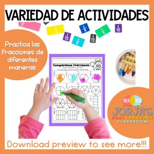 Fracciones Hojas de trabajo - Fractions in Spanish - Jorja's Dual ...