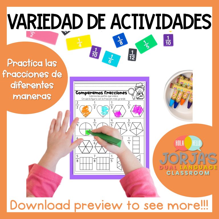 Fracciones Hojas de trabajo - Fractions in Spanish - Jorja's Dual ...