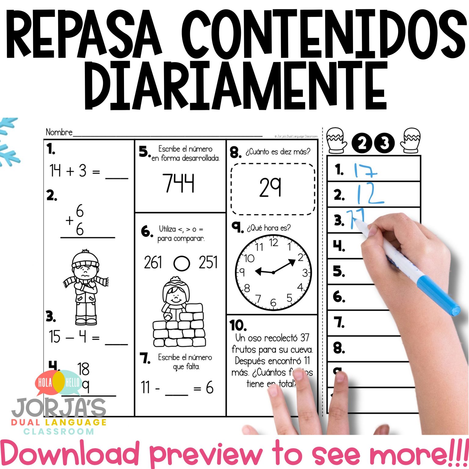 Repaso diario segundo grado ENERO matemáticas - Spiral Review for 2nd ...