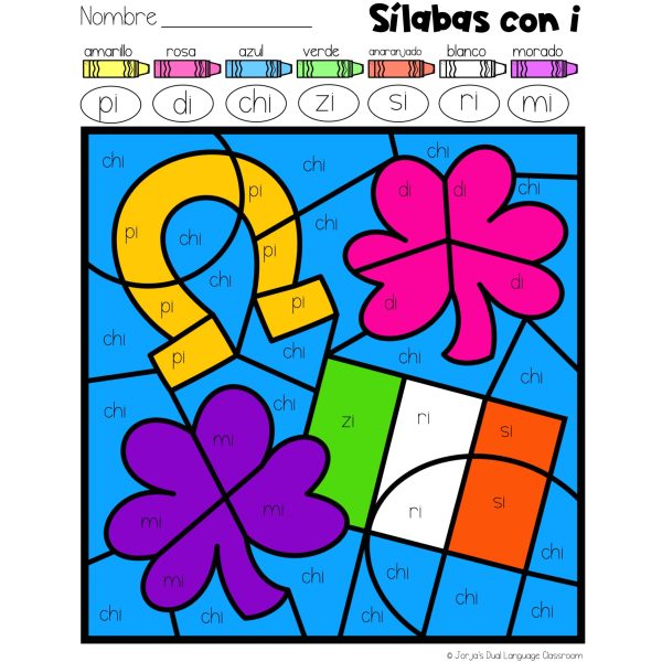 Colorea por sílaba San Patricio St Patricks in Spanish - Jorja's Dual ...