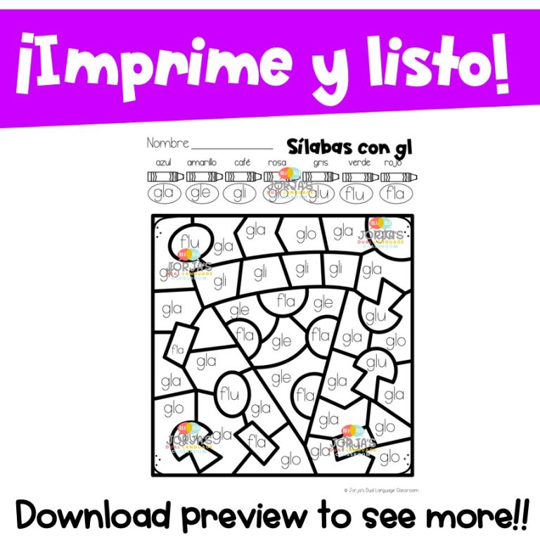 Sílabas trabadas GL Colorea por sílaba gla gle gli glo glu Actividades ...