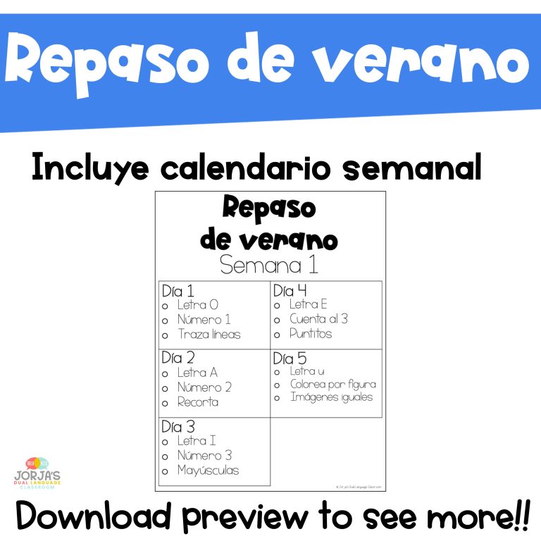 Repaso de verano preescolar Summer Review in Spanish Prek Activities ...