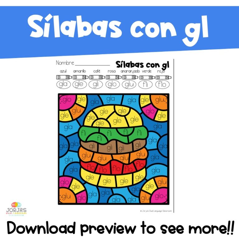 Sílabas trabadas GL Colorea por sílaba gla gle gli glo glu Actividades ...