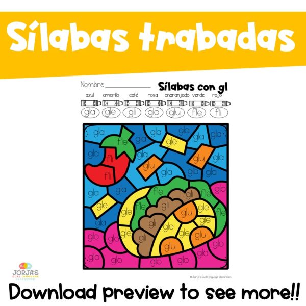 Sílabas trabadas GL Colorea por sílaba gla gle gli glo glu Actividades ...