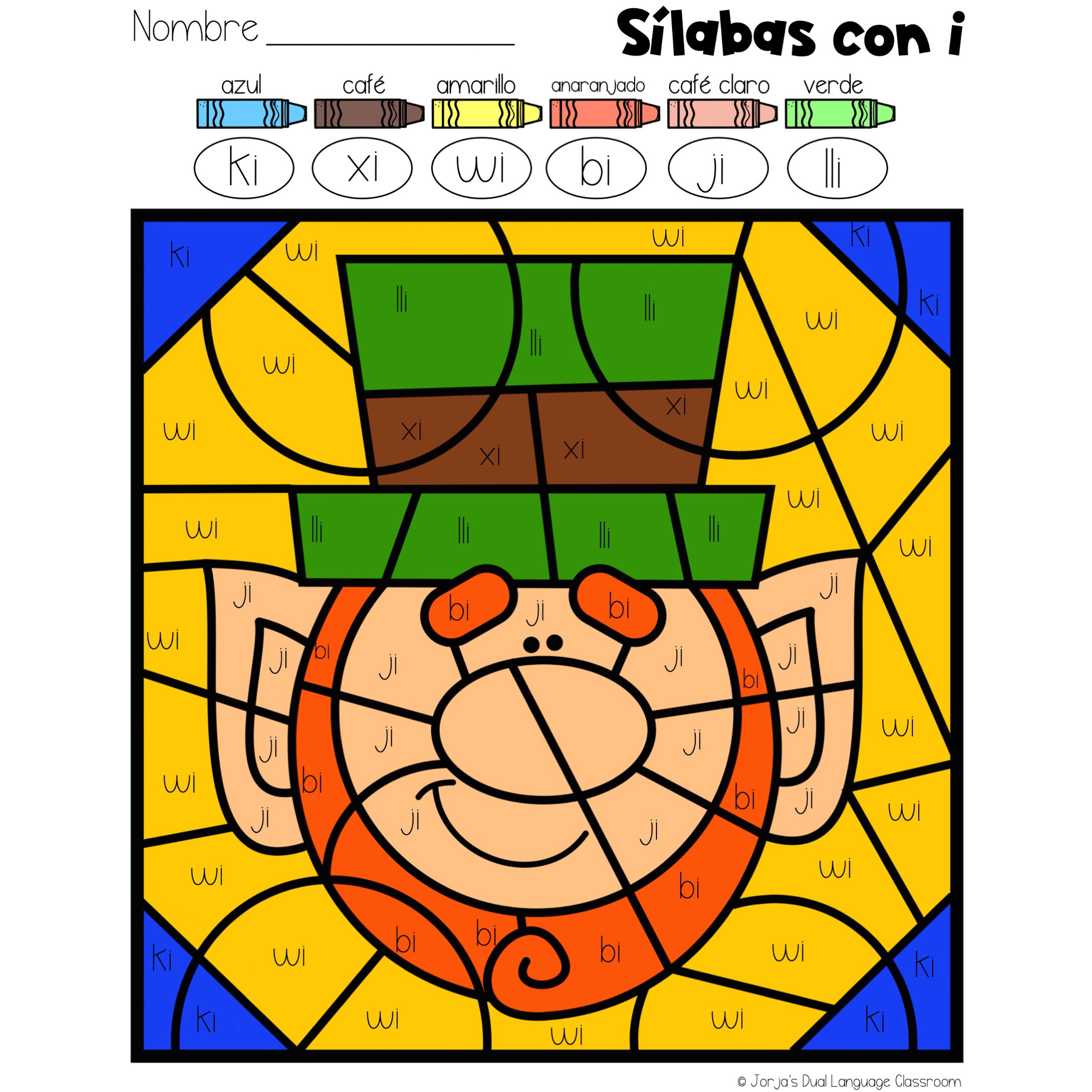 Colorea por sílaba San Patricio St Patricks in Spanish - Jorja's Dual ...