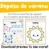 Repaso de verano preescolar Summer Review in Spanish Prek Activities ...