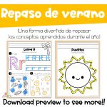 Repaso de verano preescolar Summer Review in Spanish Prek Activities ...