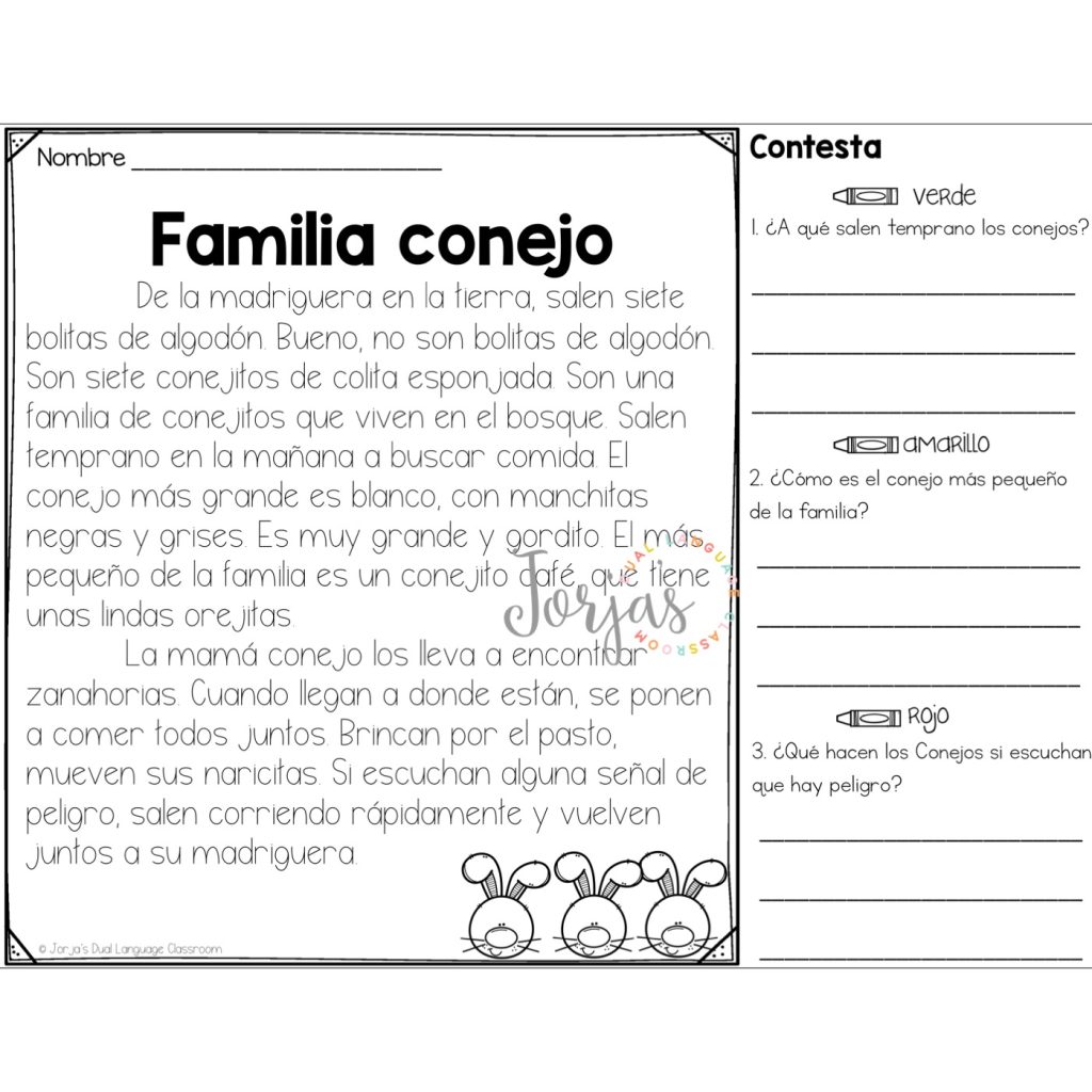 Spanish Reading Comprehension Lectura de comprensión en español textos - Jorja's Dual Language ...