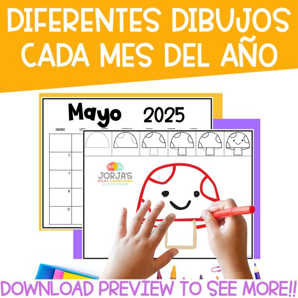 Directed Drawing Calendar in Spanish and Bilingual Calendario español ...