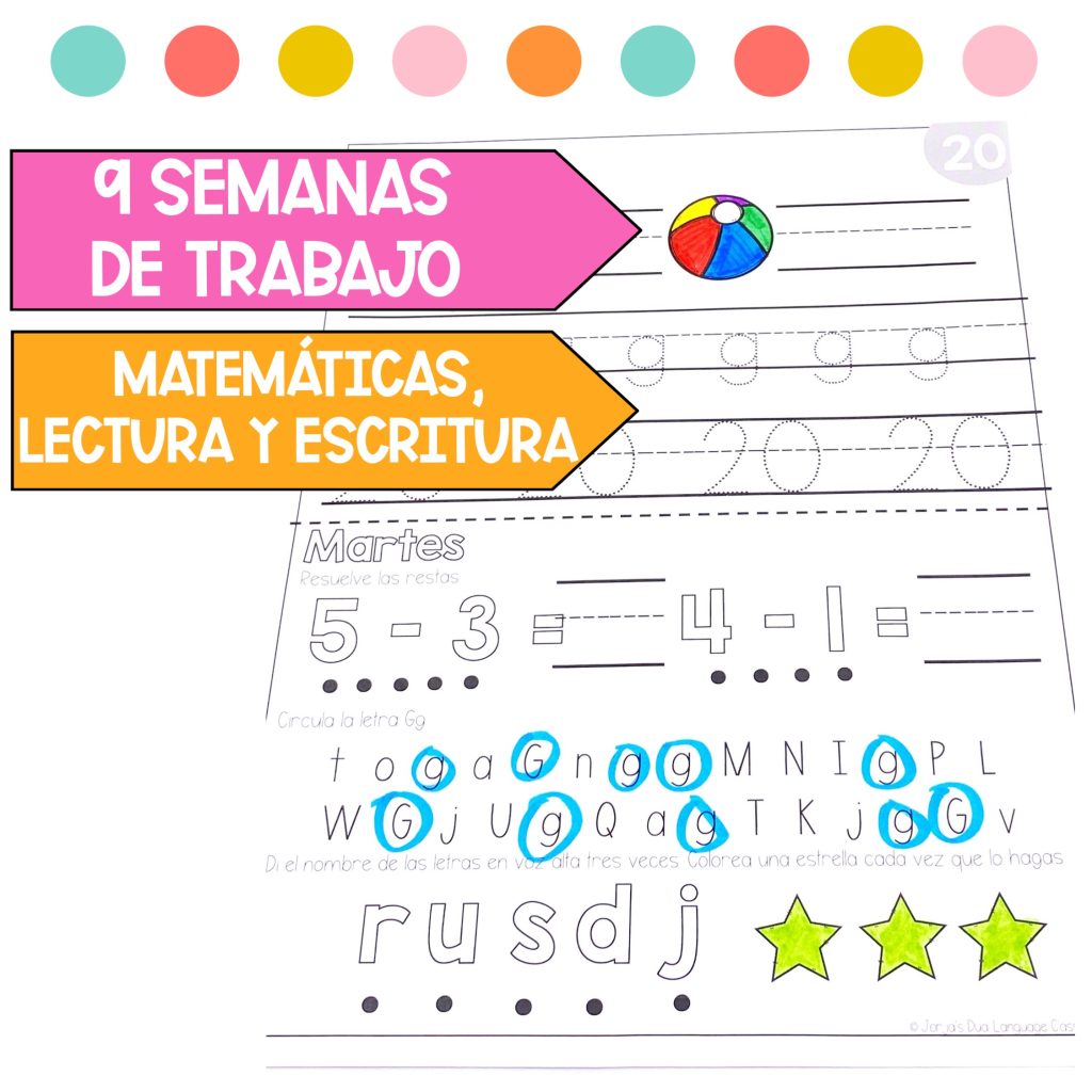 Tarea Kinder Homework Spanish for Kindergarten Matemáticas y Lectura ...
