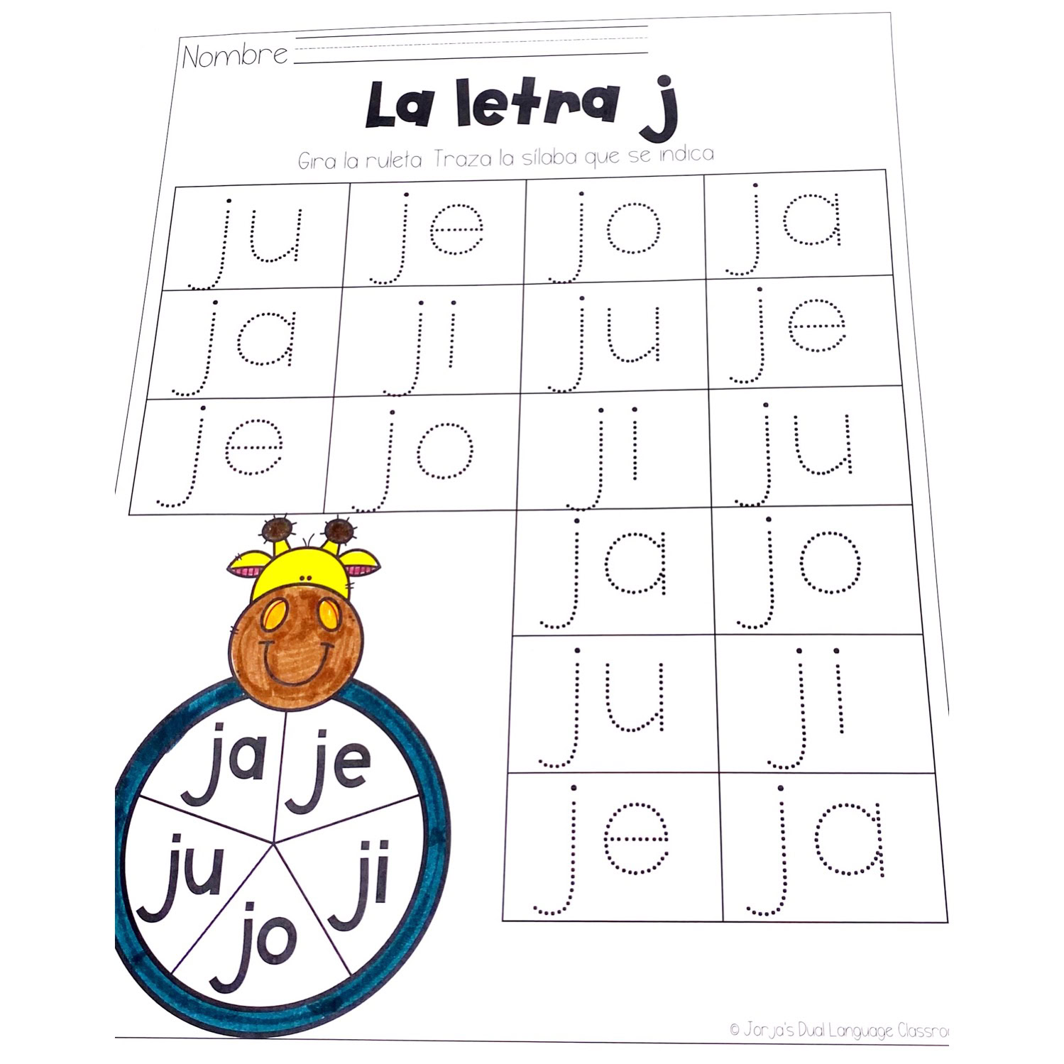 Hojas De Trabajo De Fonética De La Letra J