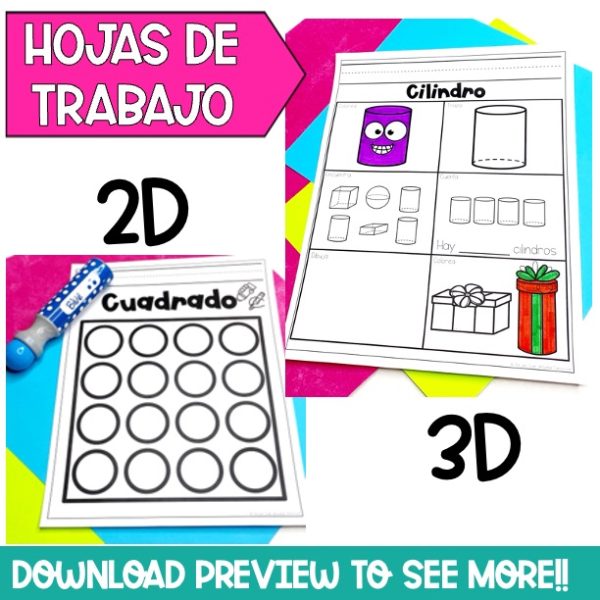 Figuras geométricas actividades y hojas de trabajo Shapes in Spanish 2D ...