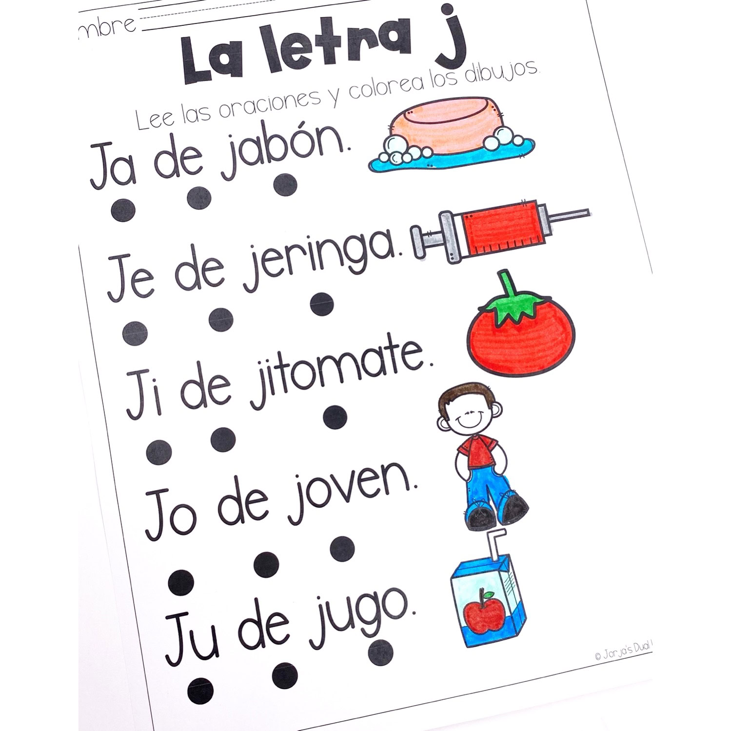 Letra j Sílabas con ja je ji jo ju Hojas de trabajo y actividades J in ...