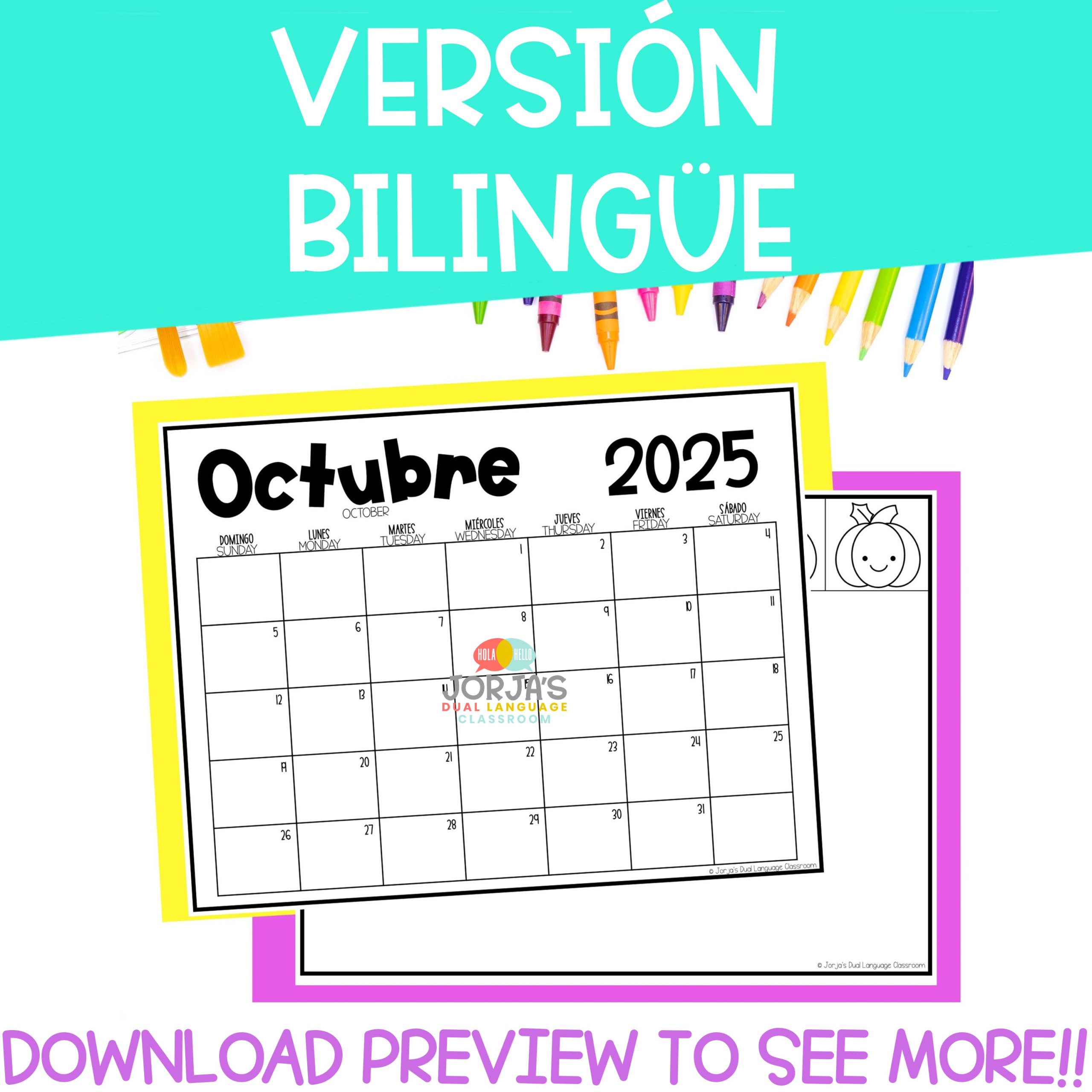 Directed Drawing Calendar in Spanish and Bilingual Calendario español ...