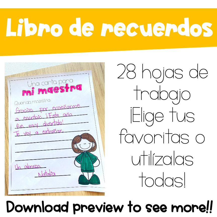 Libro de recuerdos End of year memory book in Spanish - Jorja's Dual ...