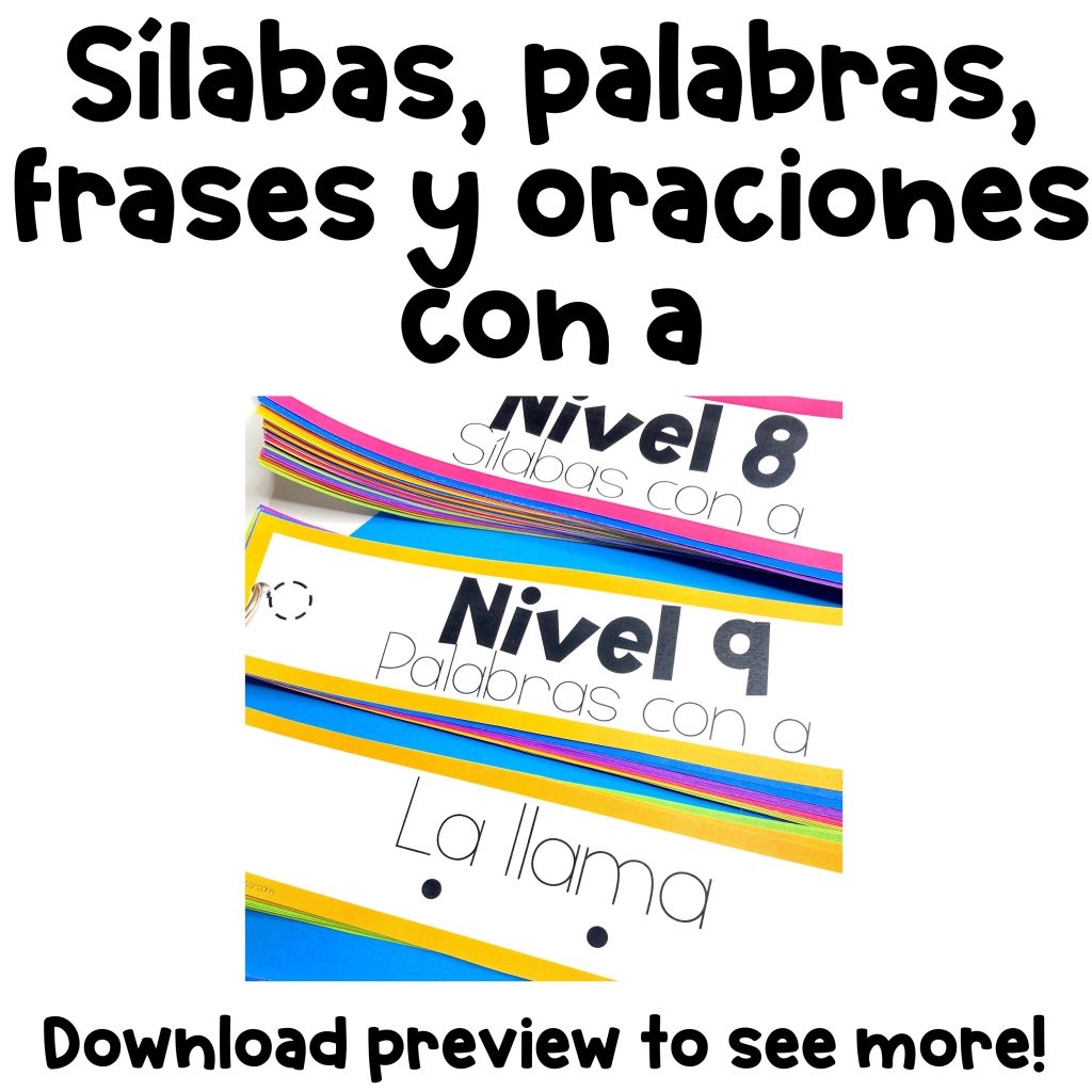 Sílabas y palabras con A Fluidez Fluency in Spanish Words with A ...