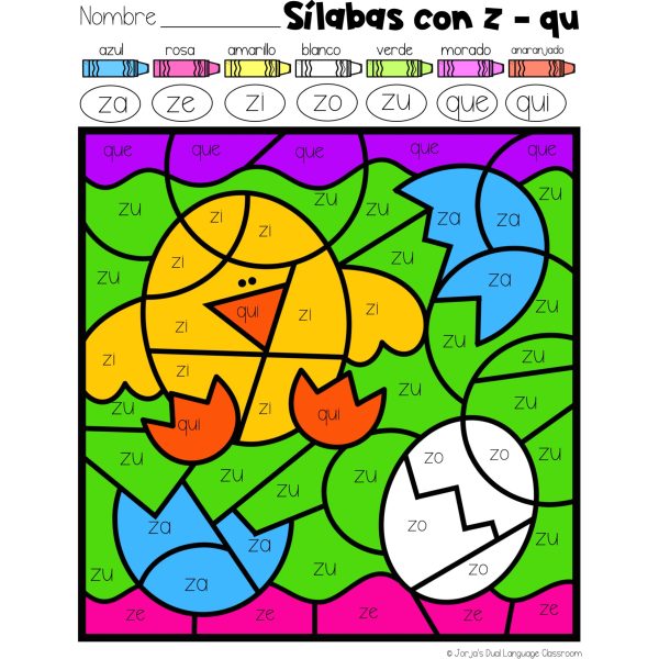 Colorea por sílaba primavera Hojas de trabajo Spring in Spanish ...