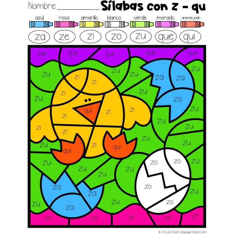 Colorea por sílaba primavera Hojas de trabajo Spring in Spanish ...