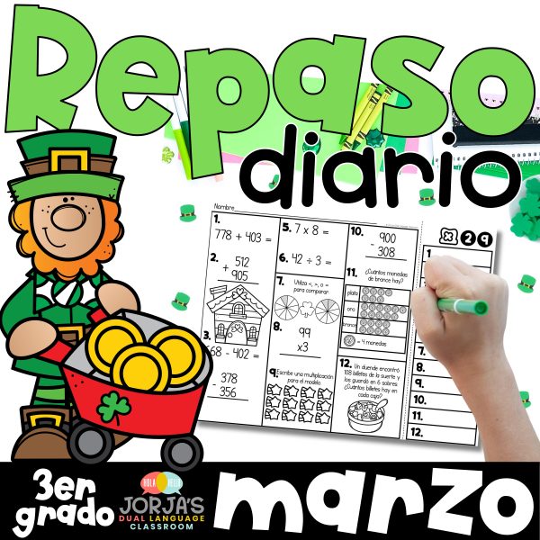 Repaso diario Tercer grado español 3rd Spanish Spiral Review MARZO ...