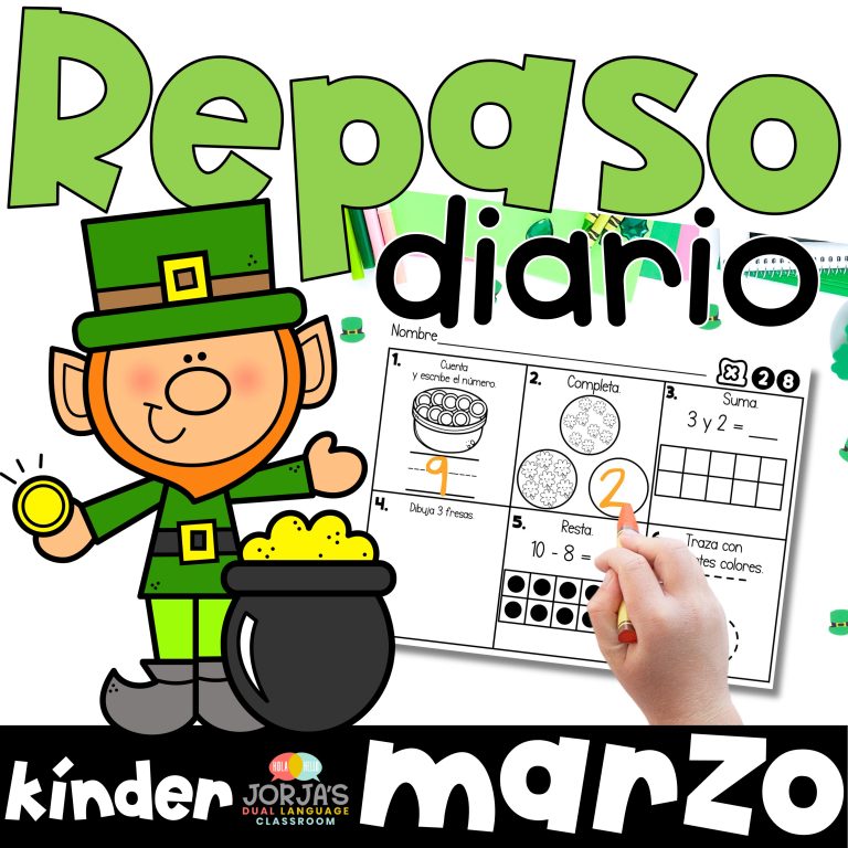 Repaso diario kínder español Kinder Spanish Spiral Review MARZO - Jorja ...