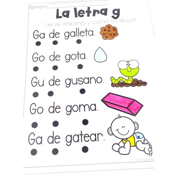 Letra g Sílabas con ga go gu Hojas de trabajo y actividades Letter G in ...