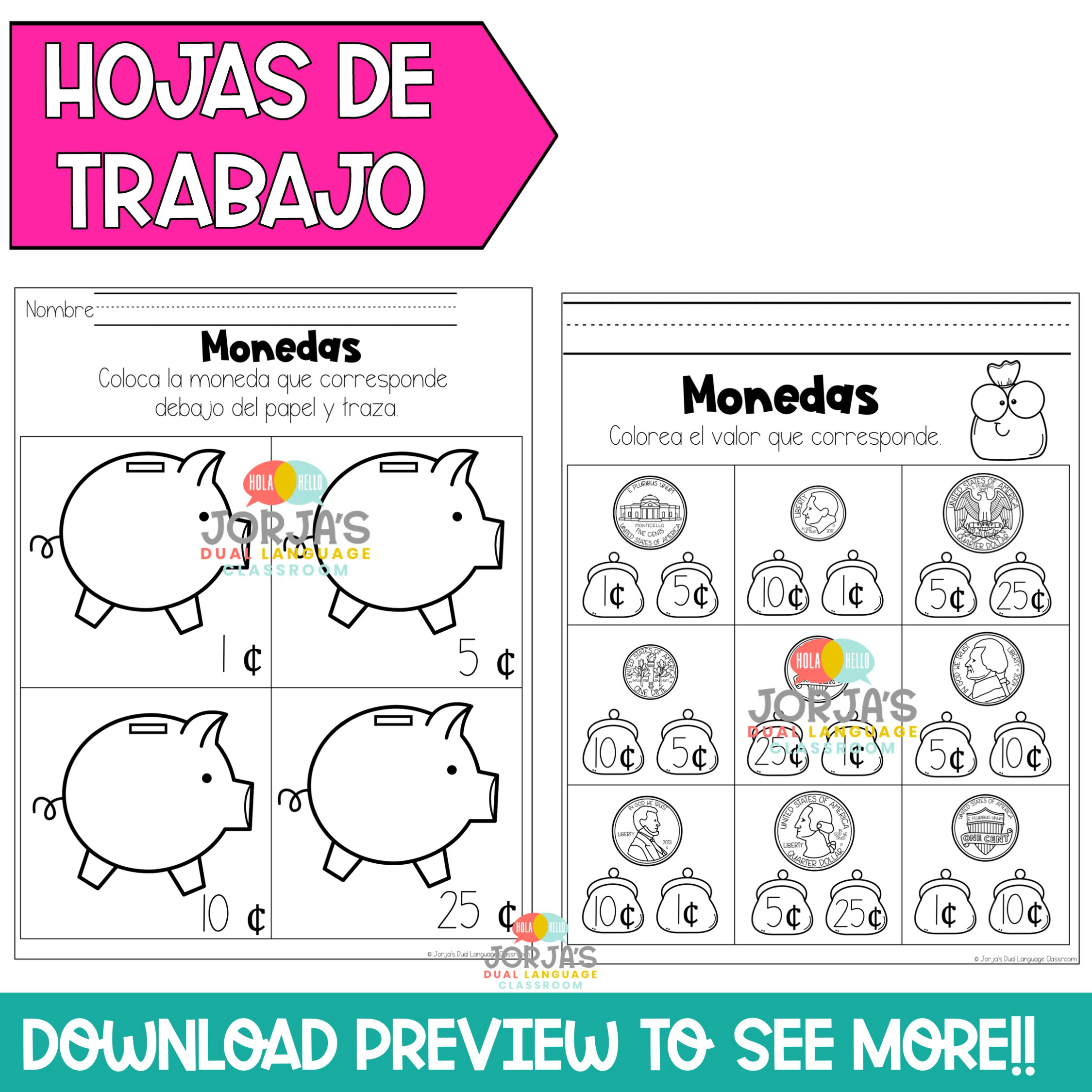 Las monedas Money and Coins Unit in Spanish - Jorja's Dual Language ...