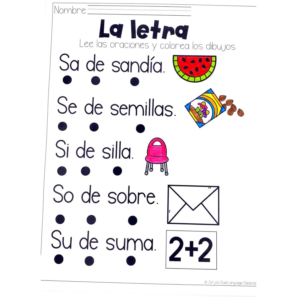 Letra s Sílabas con sa se si so su Hojas de trabajo y actividades ...