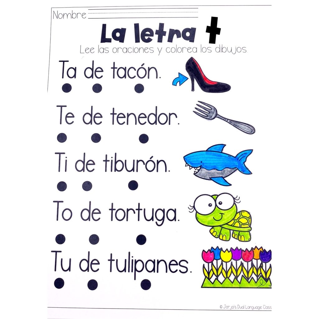 Letra t Sílabas con ta te ti to tu Hojas de trabajo y actividades en ...