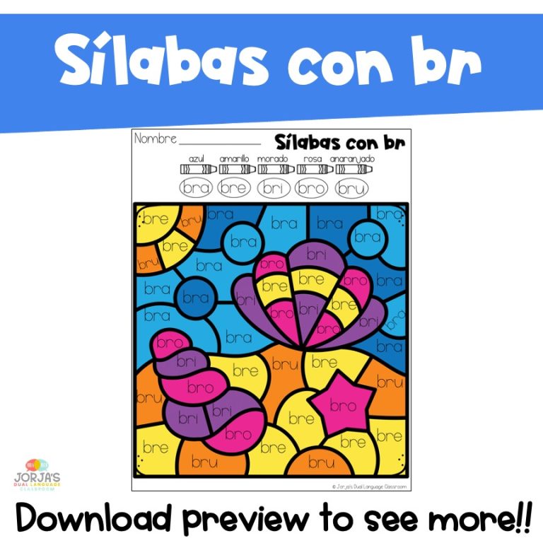 Sílabas trabadas BR Colorea por sílaba bra bre bri bro bru Hojas de ...