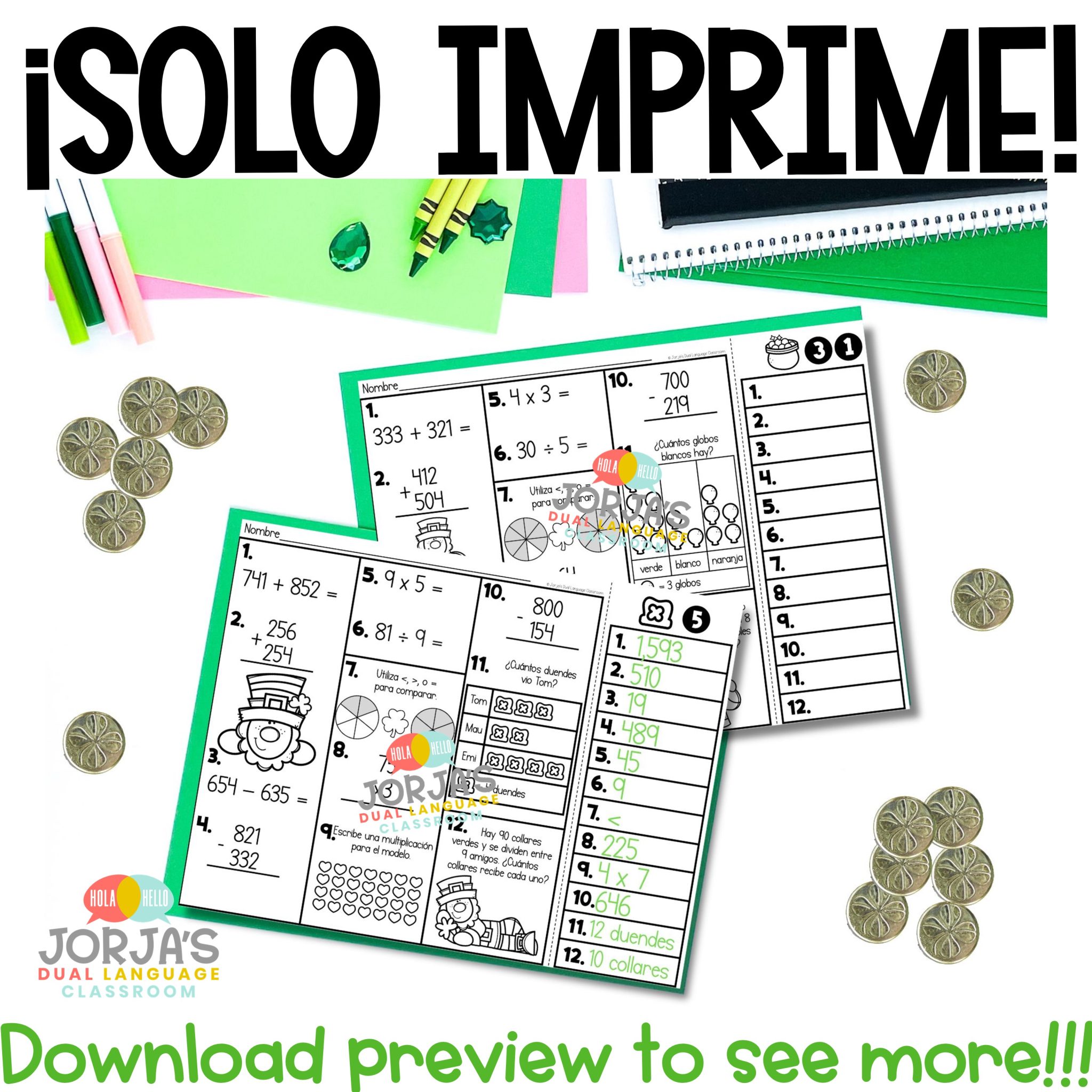 Repaso diario Tercer grado español 3rd Spanish Spiral Review MARZO ...