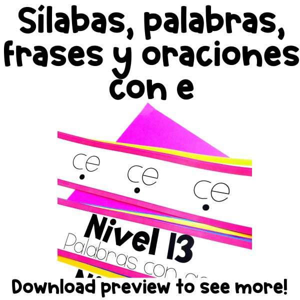 Sílabas y palabras con e Fluidez Fluency in Spanish Words with e ...