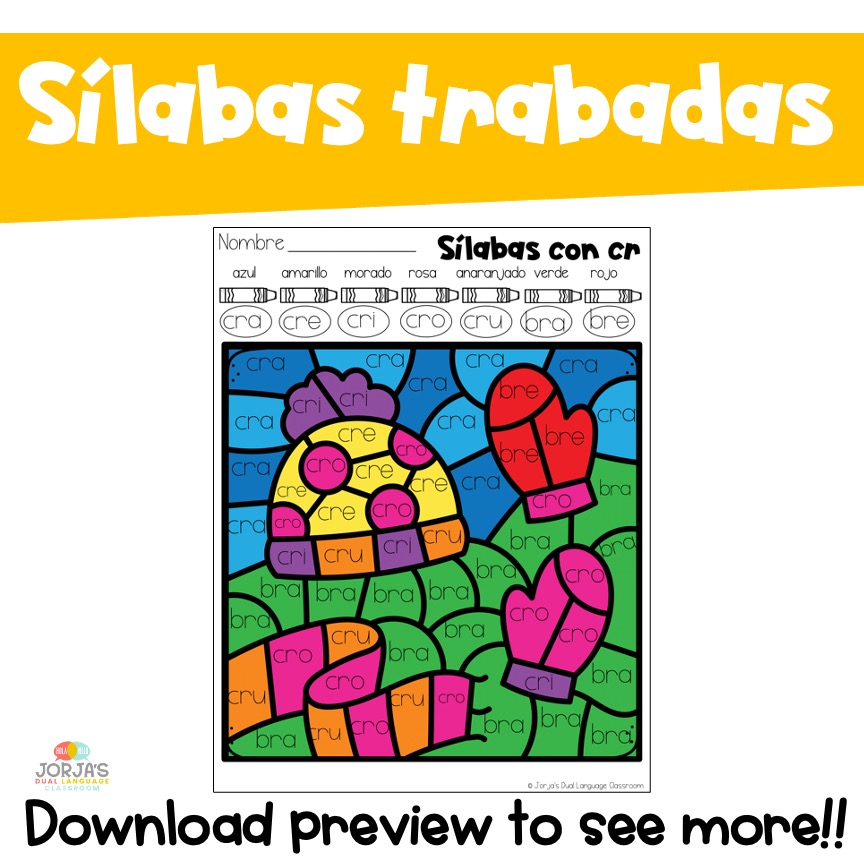Sílabas trabadas CR Colorea por sílaba Actividades para sílabas con CR ...