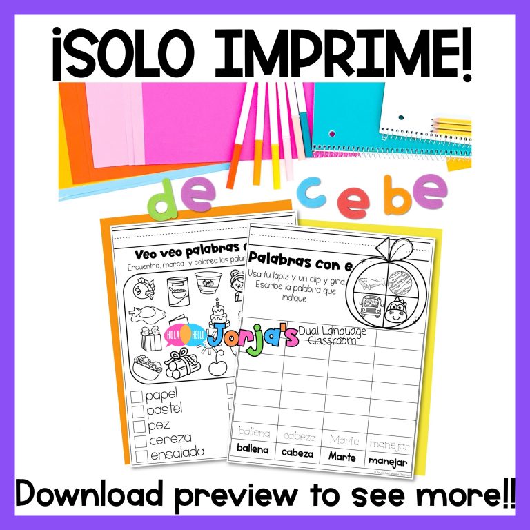 Sílabas con E Actividades Hojas de trabajo Sílabas palabras y oraciones ...