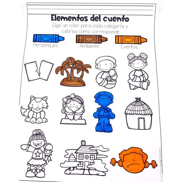 Elementos del cuento Actividades Hojas de trabajo Story Elements in ...