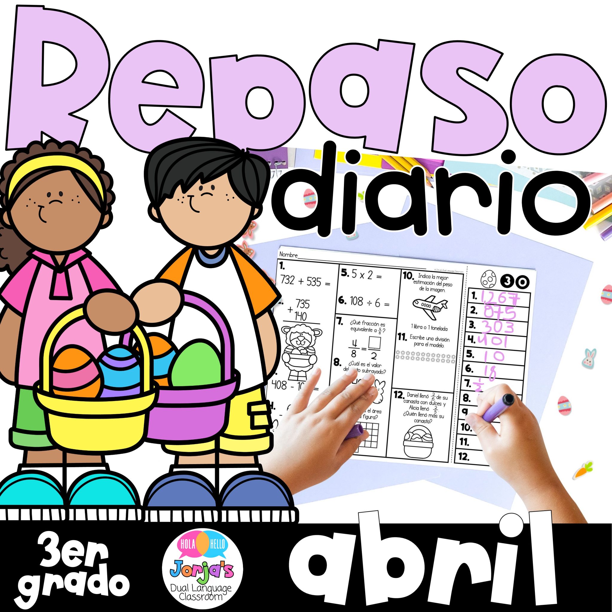 Repaso diario de matemáticas tercer grado abril Daily math review 3rd ...