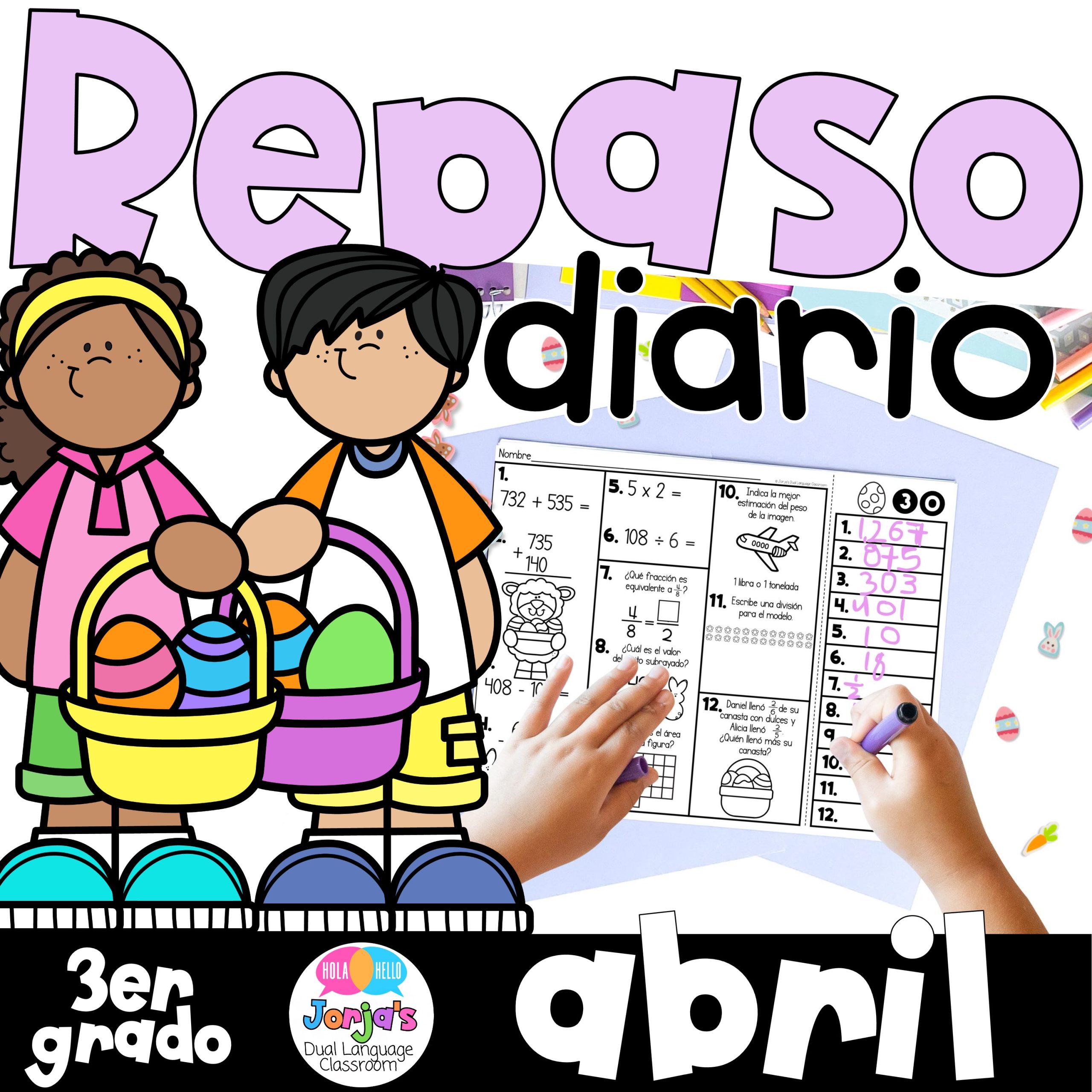 Repaso diario de matemáticas tercer grado abril Daily math review 3rd ...