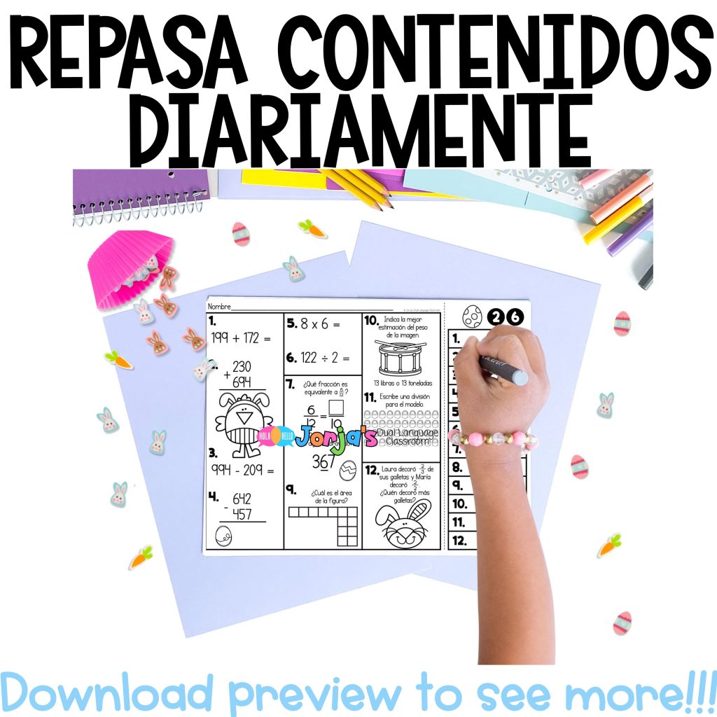Repaso diario de matemáticas tercer grado abril Daily math review 3rd ...
