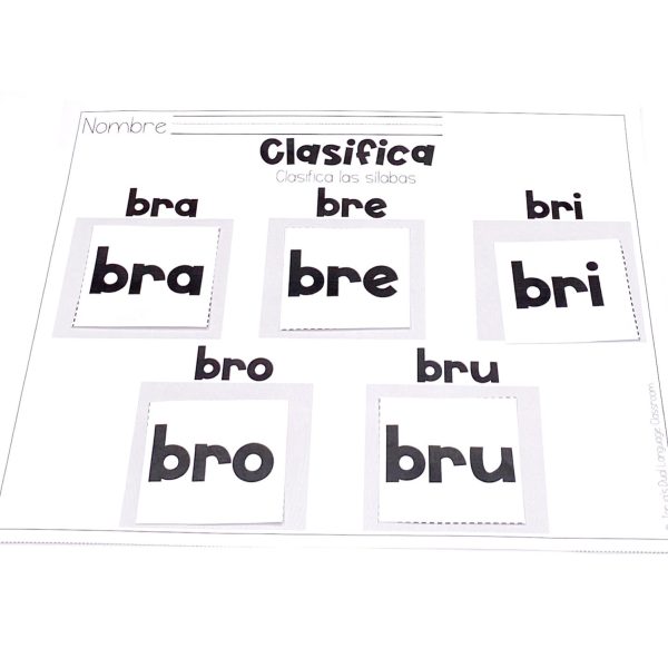 Sílabas trabadas BR Hojas de trabajo y actividades con bra bre bri bro ...