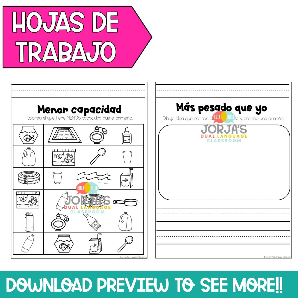 Medición Actividades Measurement in Spanish Activities and Worksheets ...